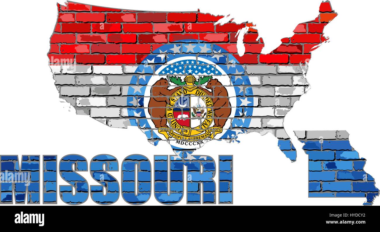 Missouri on a brick wall - Illustration, Font with the Missouri flag ...