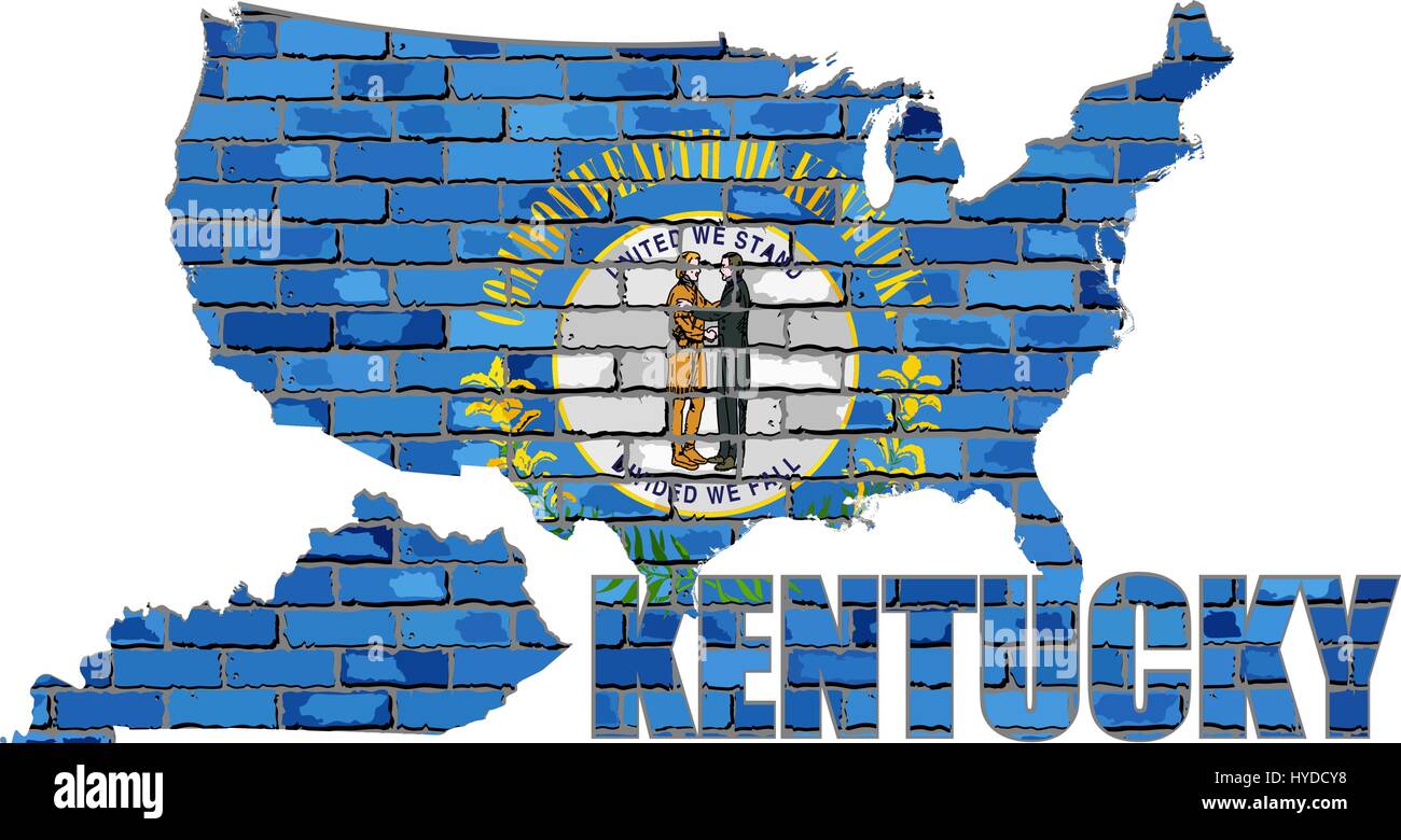 Kentucky on a brick wall - Illustration, Font with the Kentucky flag ...