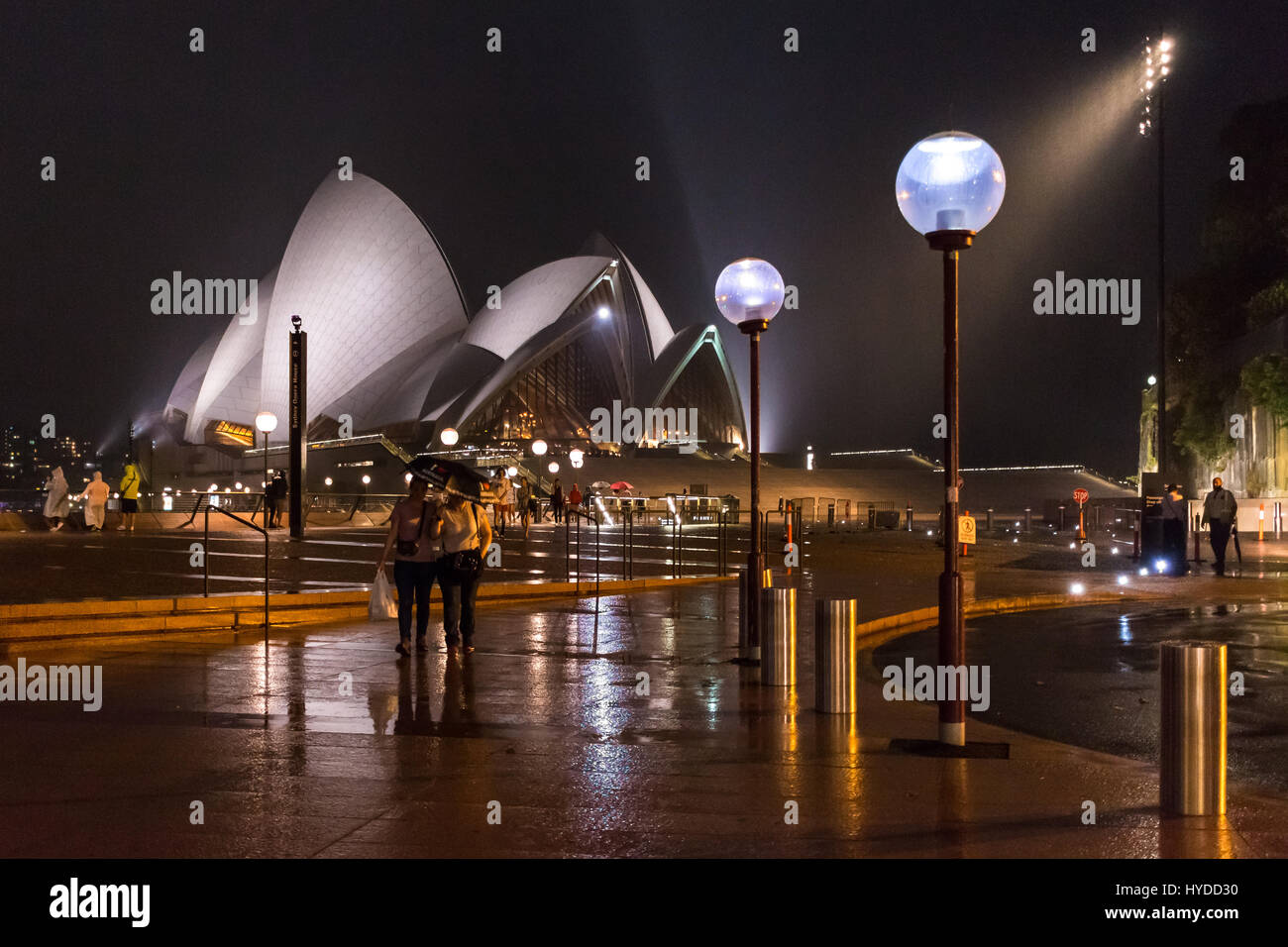 The Sydney Opera House at night in the rain Stock Photo - Alamy