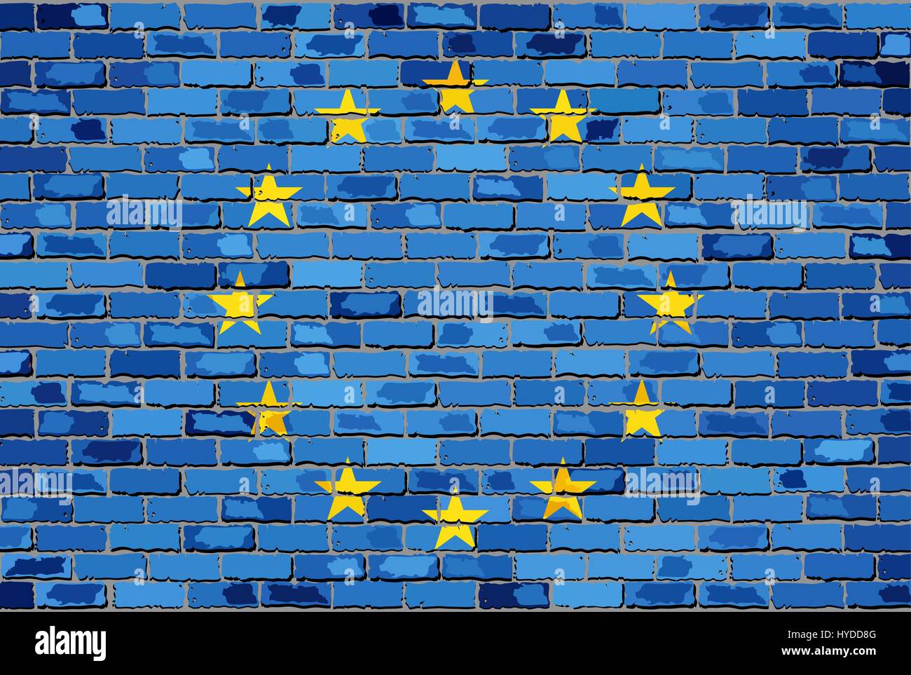Flag of Europe on a brick wall - Illustration, European flag on brick ...