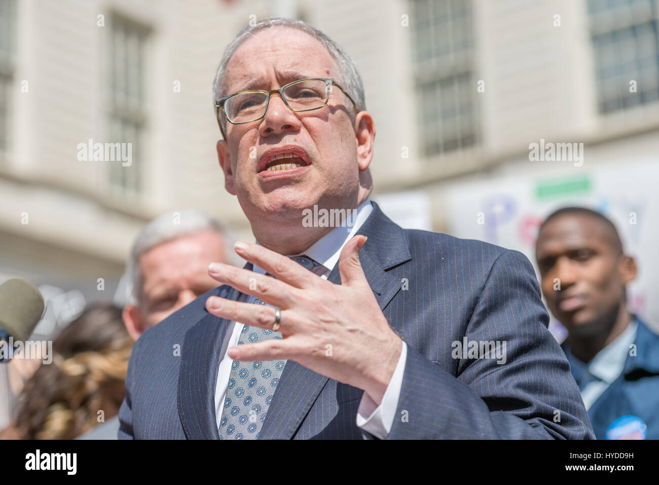 New York, USA. 3rd Apr, 2017. NYC Comptroller Scott Stringer is seen at ...