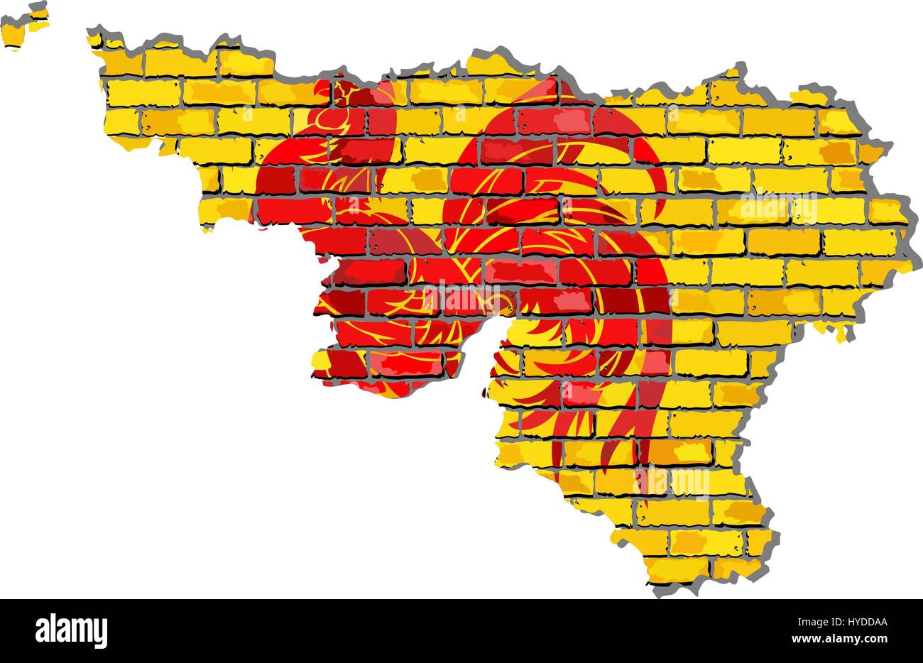 Walloon map on a brick wall - Illustration, Map of the Wallonia with ...
