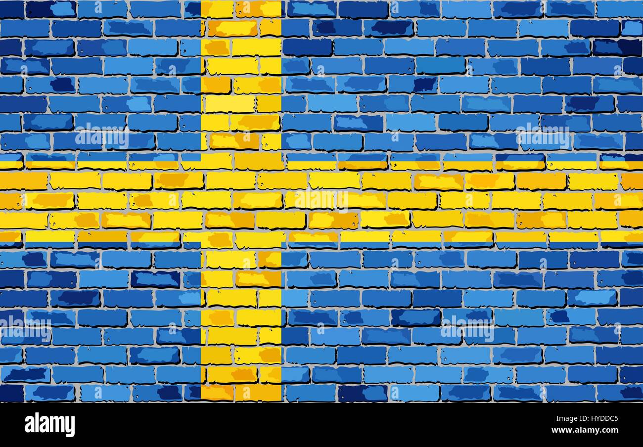 Flag of Sweden on a brick wall - Illustration, Flag of Swedish in brick ...