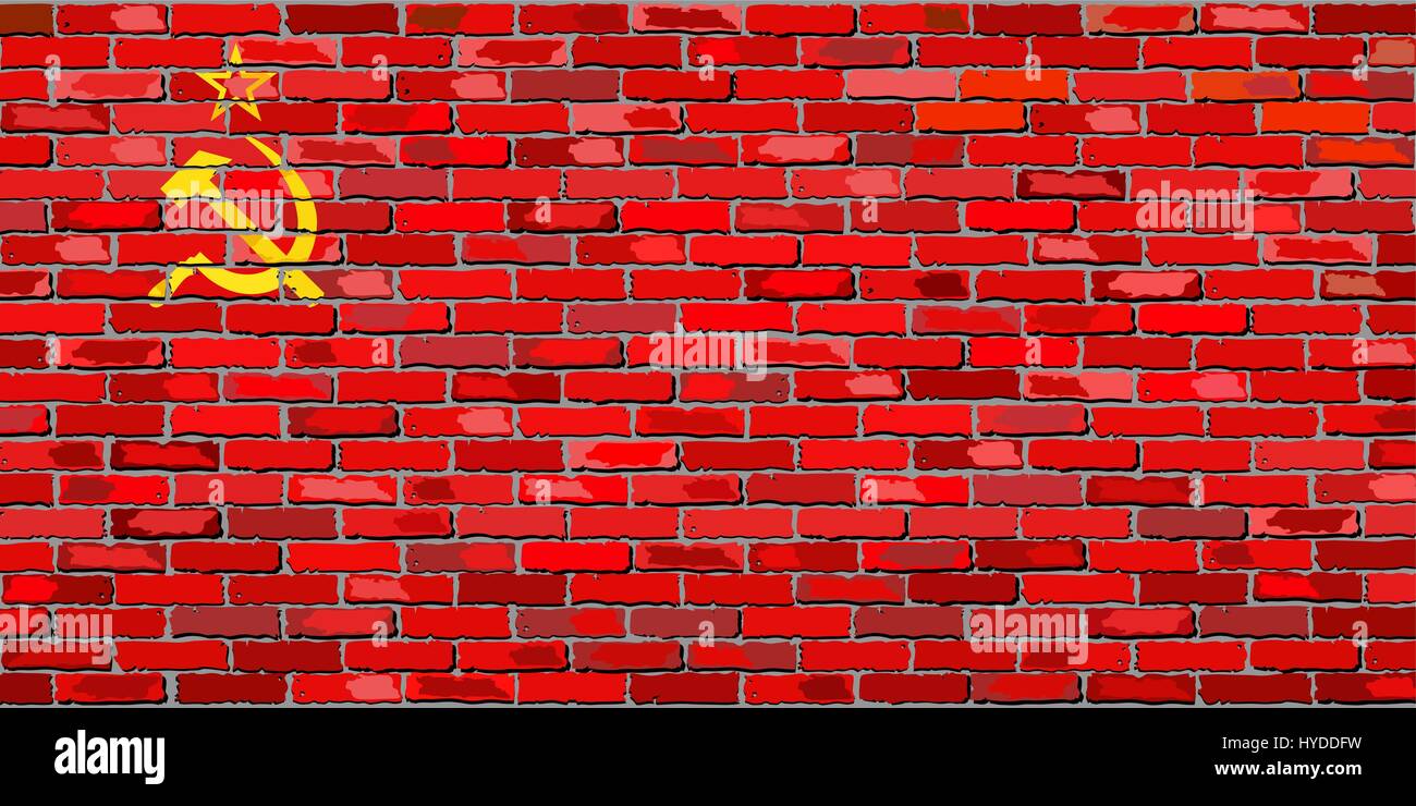 Flag of Soviet Union on a brick wall - Illustration, USSR Flag painted ...