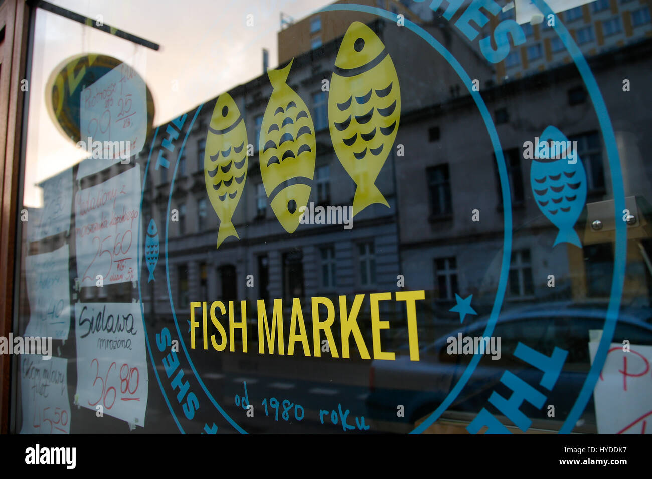 The window of a fish shop is seen in Bydgoszcz, Poland on 3 April, 2017 ...