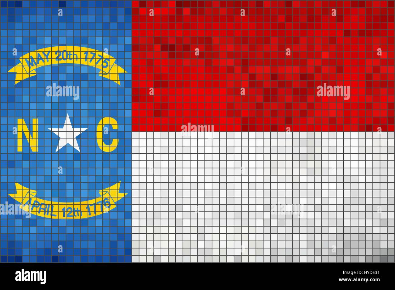 Abstract Mosaic flag of North Carolina - illustration, The flag of the ...