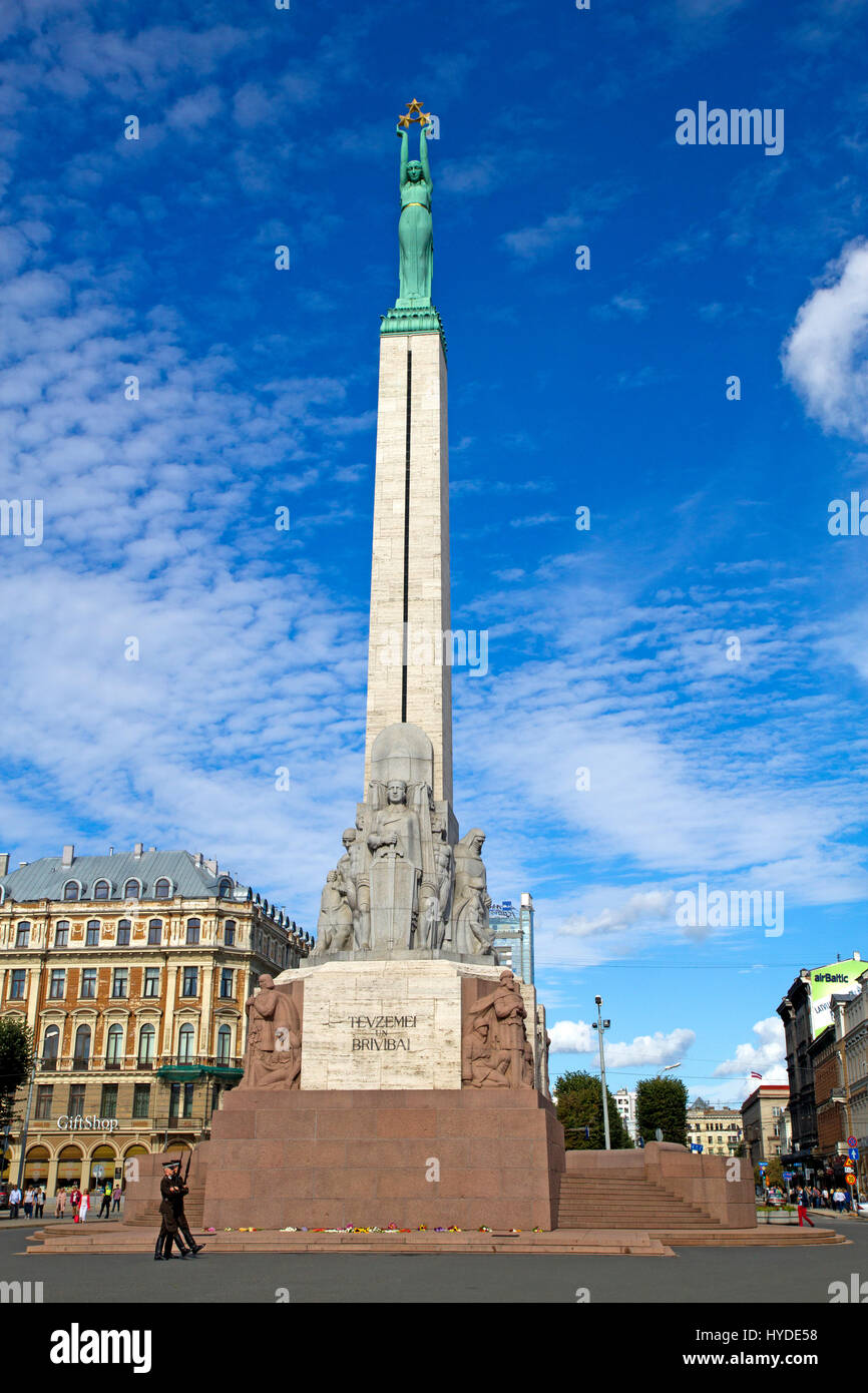 Riga's Freedom Monument, known as Milda Stock Photo - Alamy