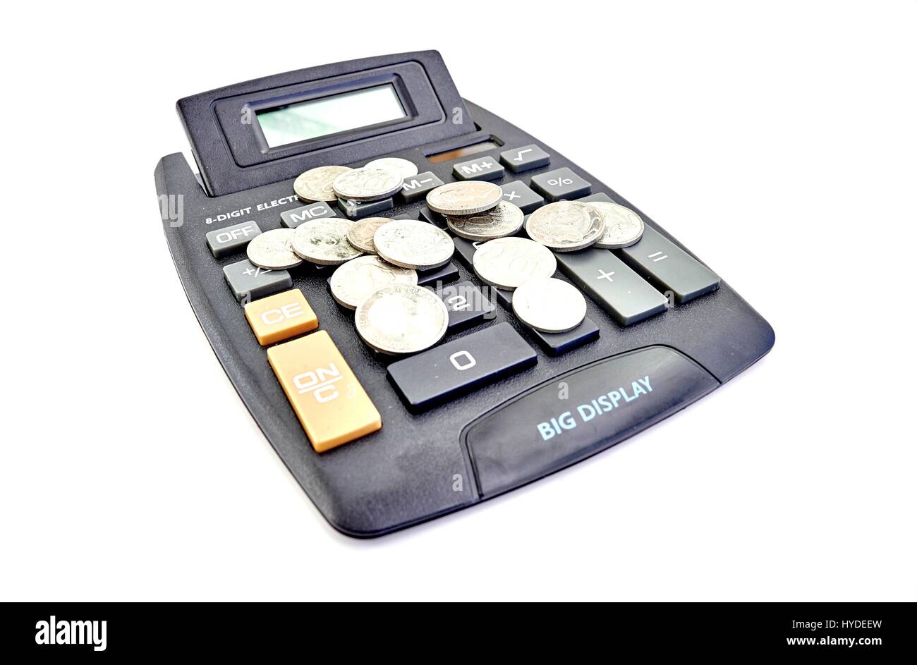 A studio photo of an electronic business calculator Stock Photo - Alamy