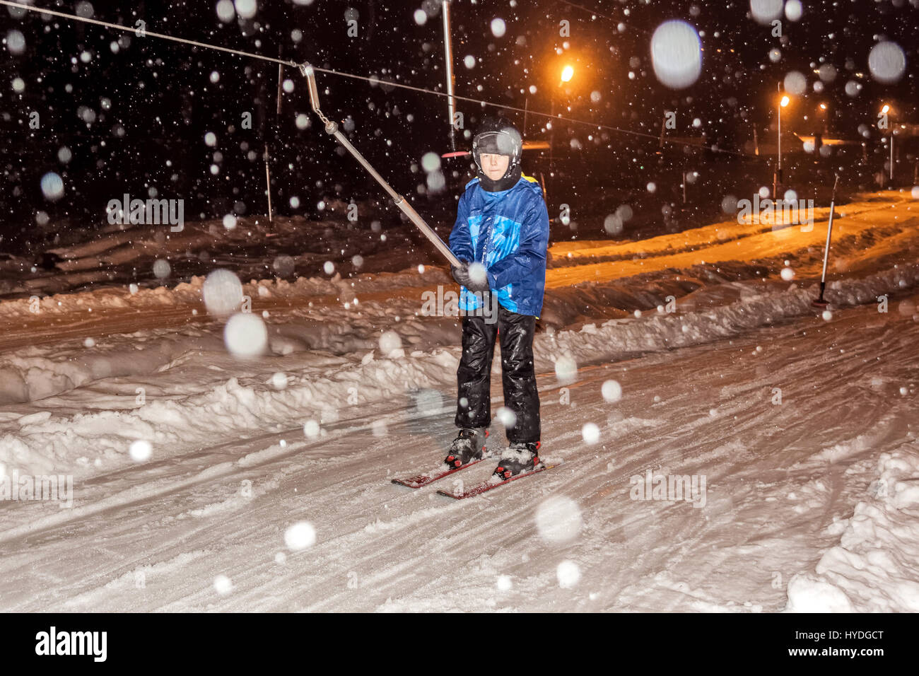 Boy skiing in Bialy Potok Clearing near Kiry, Poland Stock Photo - Alamy