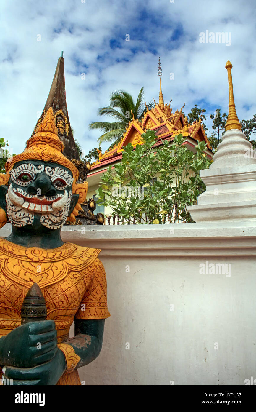 Siam guardian statue at a Buddhist temple in Laos Stock Photo - Alamy