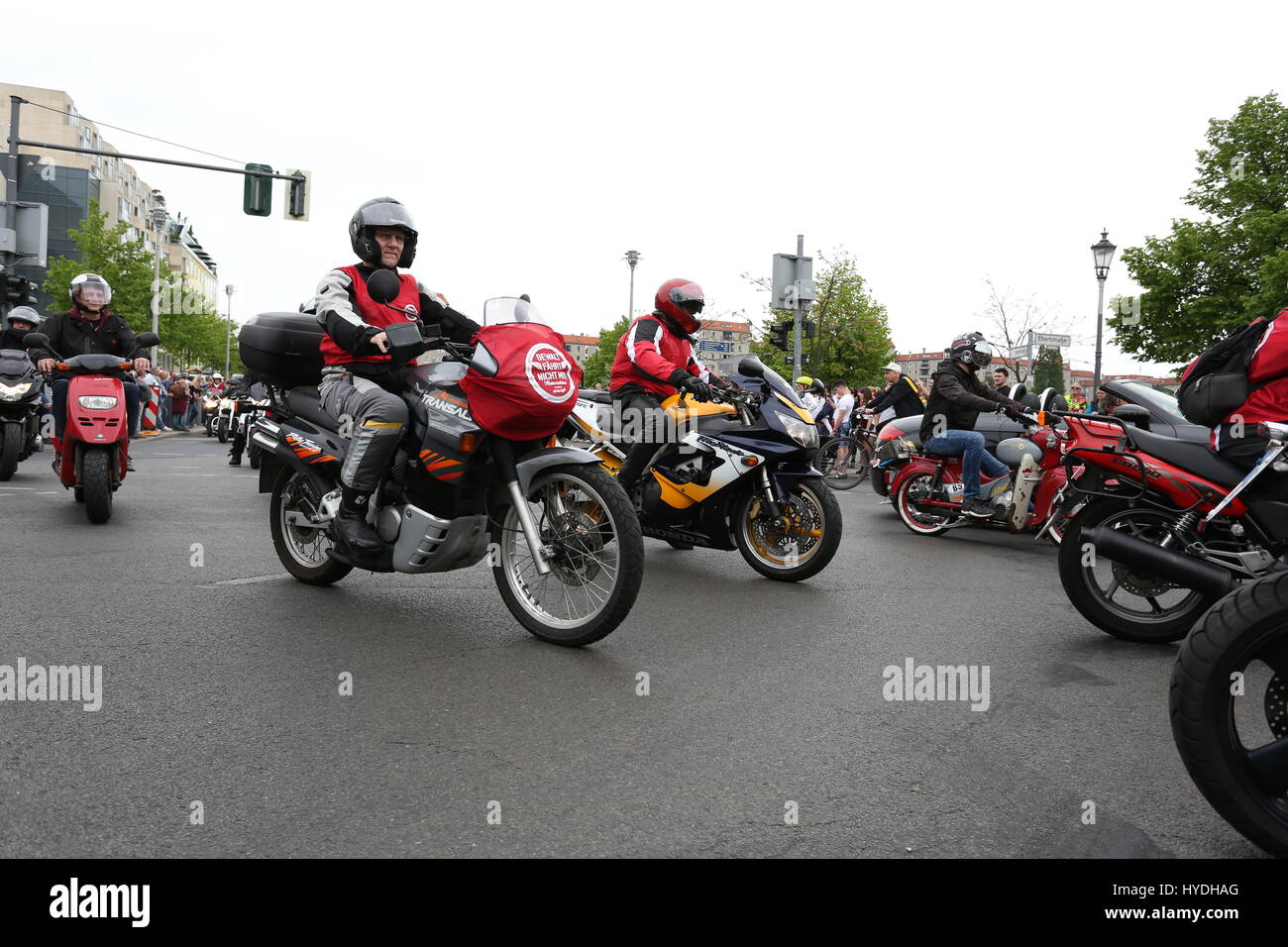 Berlin, Germany, May 9th, 2015: Masses of bikers ride around Berlin ...