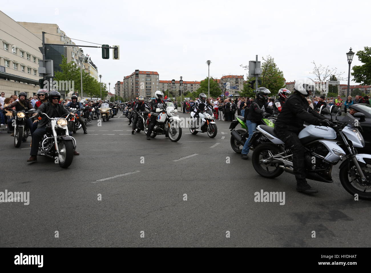 Berlin, Germany, May 9th, 2015: Masses of bikers ride around Berlin ...