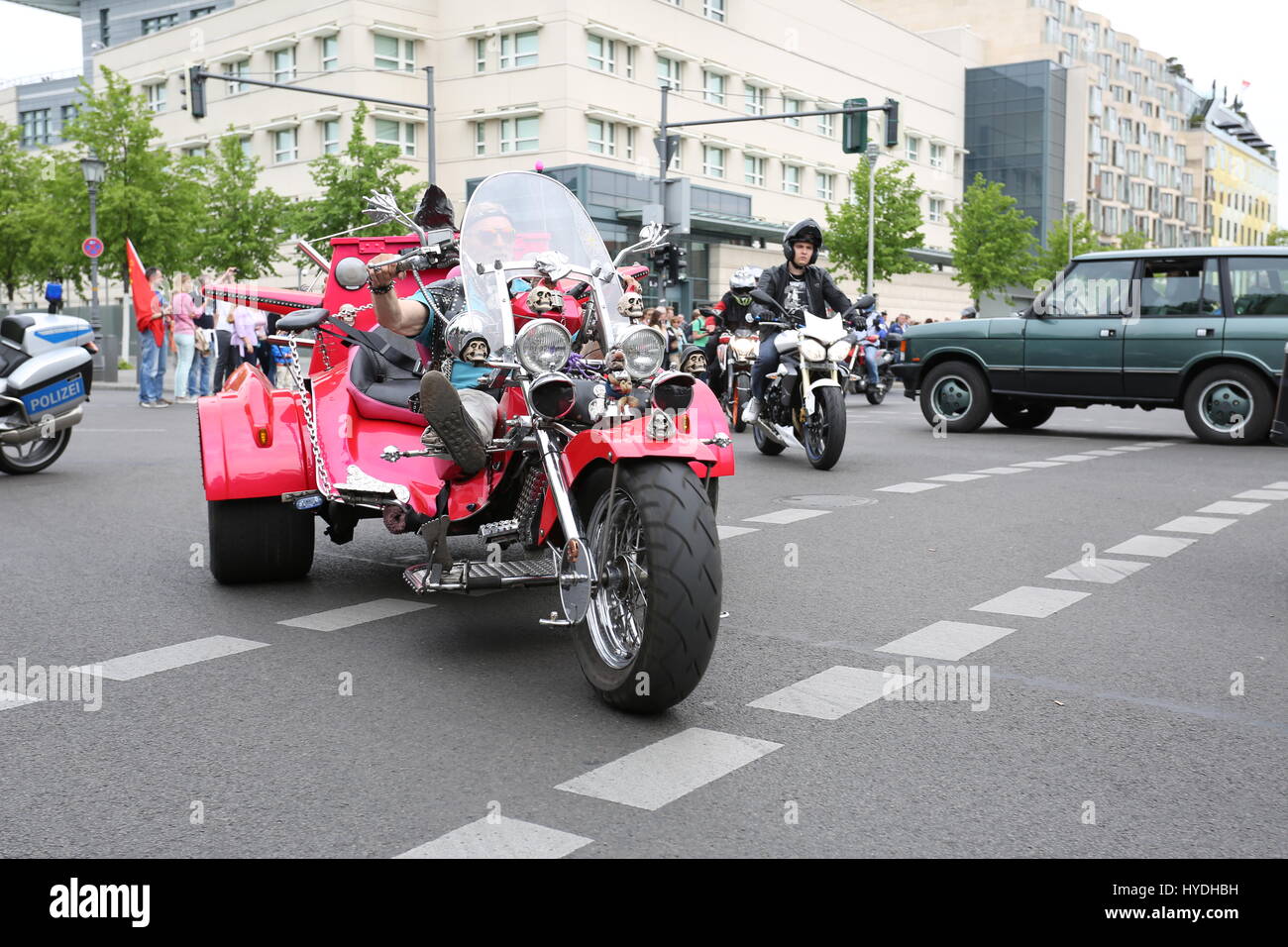 Berlin, Germany, May 9th, 2015: Masses of bikers ride around Berlin ...