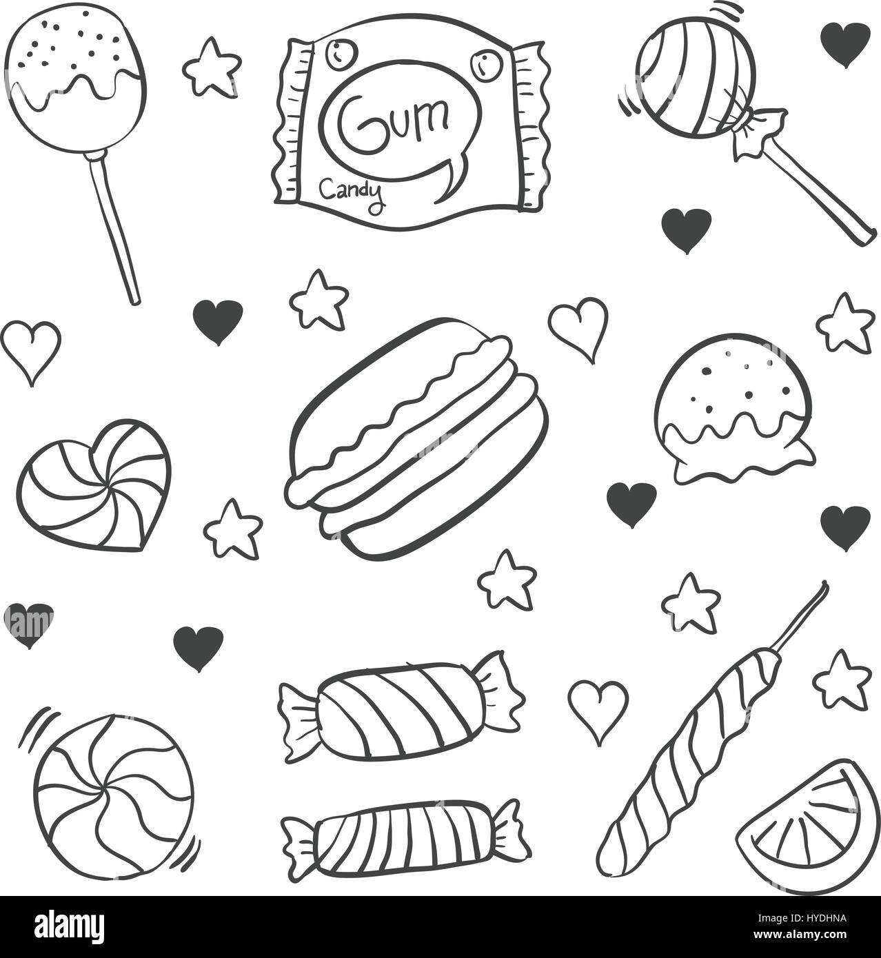 Doodle candy various hand draw hi-res stock photography and images - Alamy