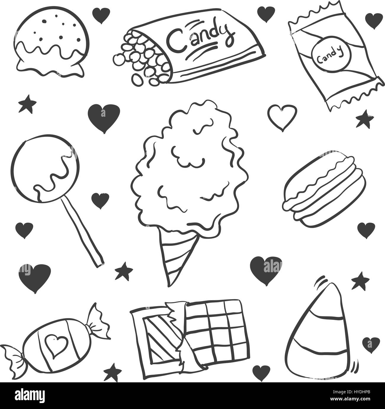 Doodle candy various hand draw hi-res stock photography and images - Alamy