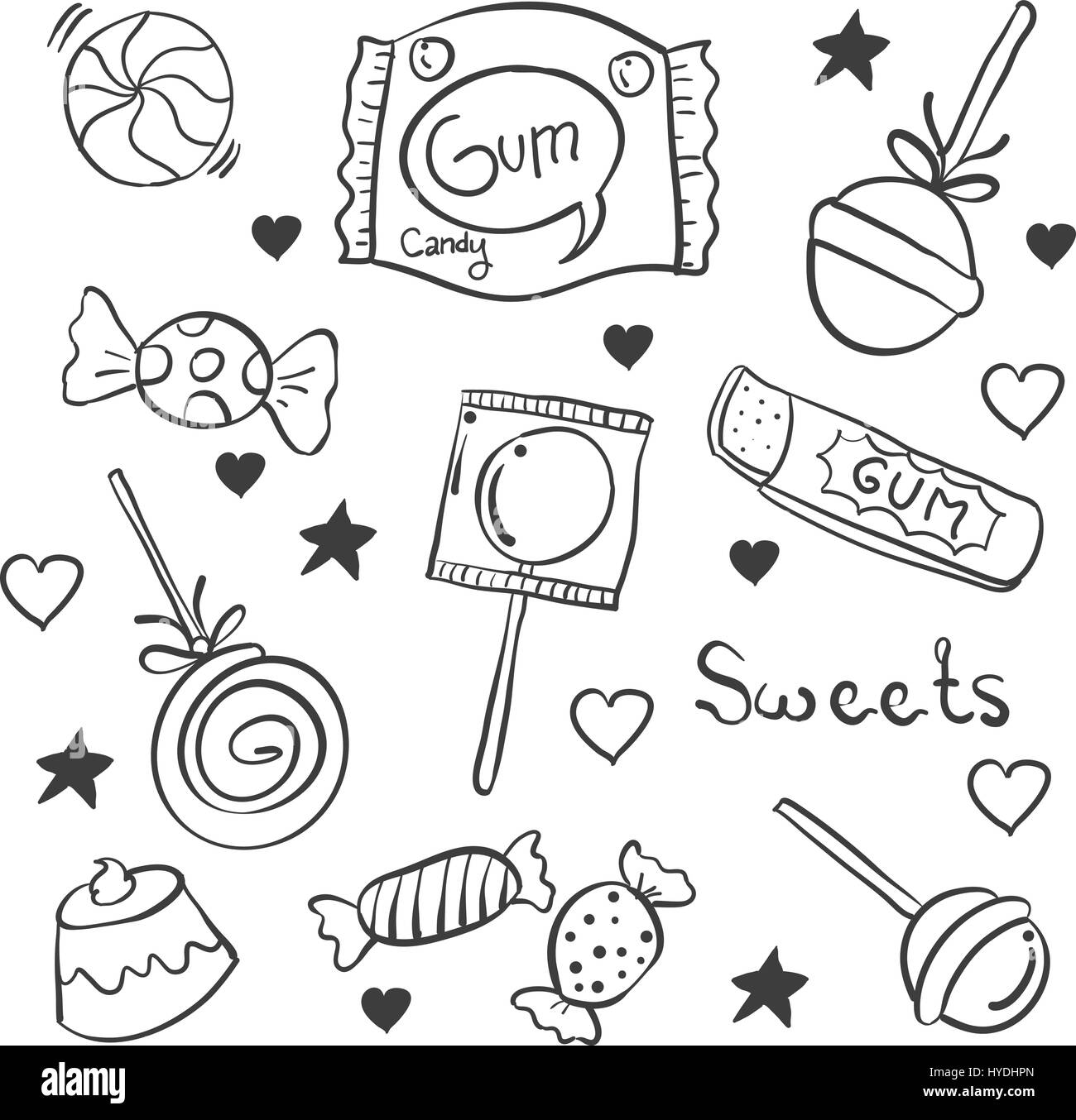 Doodle candy various hand draw hi-res stock photography and images - Alamy