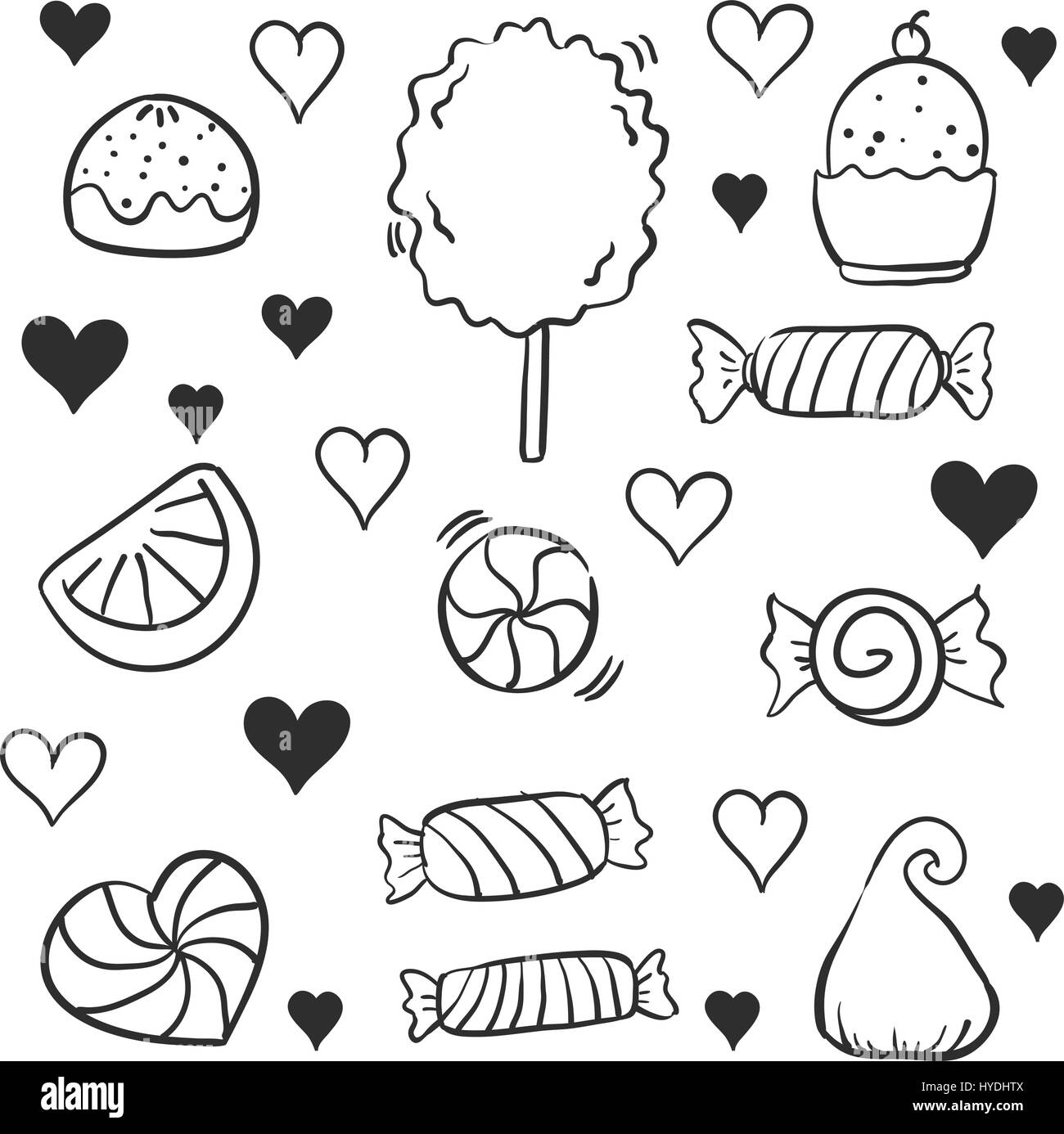 Doodle candy various hand draw hi-res stock photography and images - Alamy