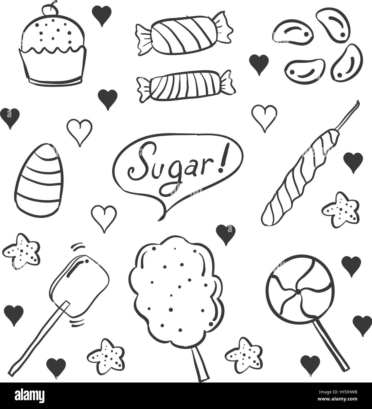 Doodle candy various hand draw hi-res stock photography and images - Alamy