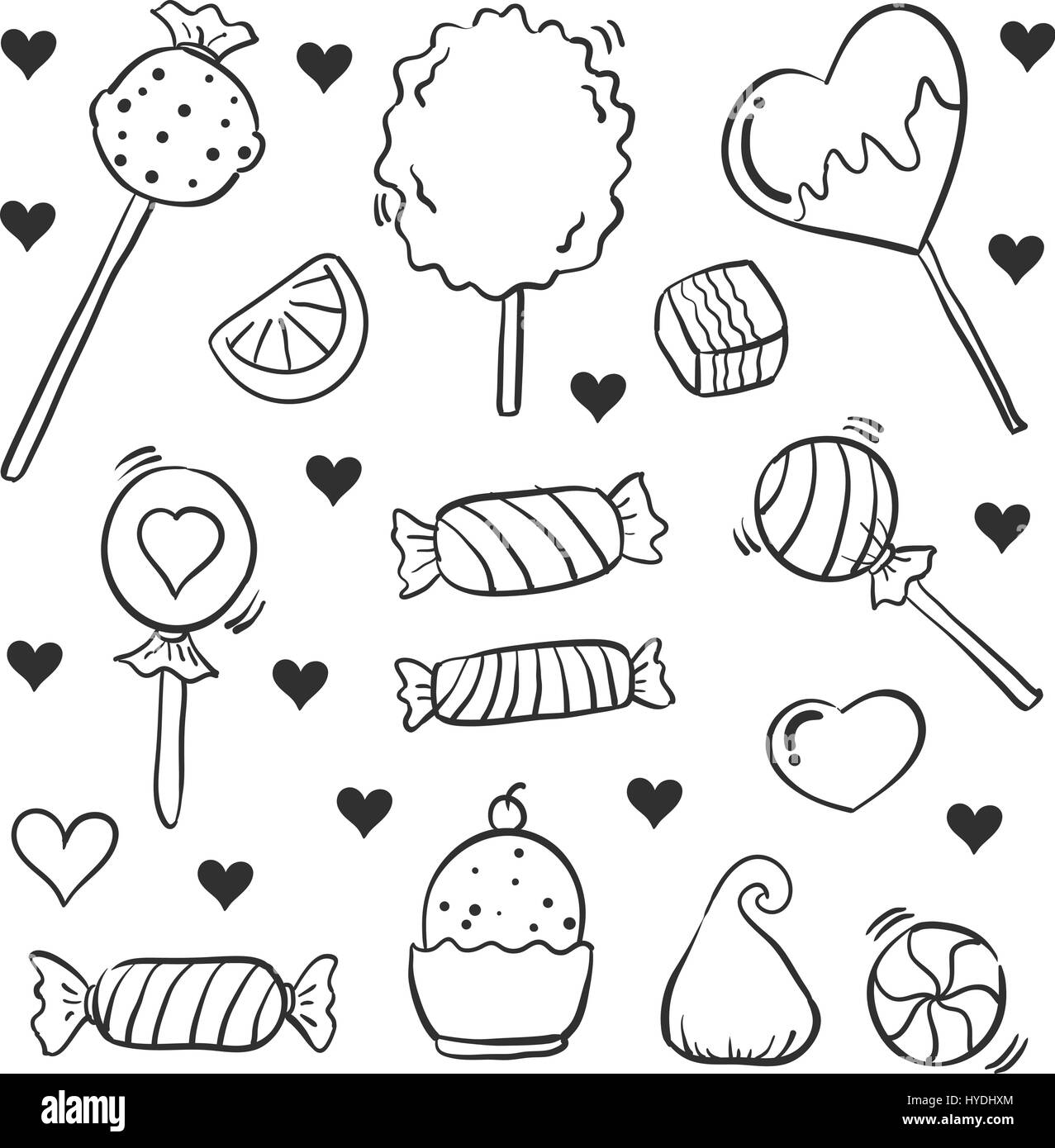 Doodle candy various hand draw hi-res stock photography and images - Alamy