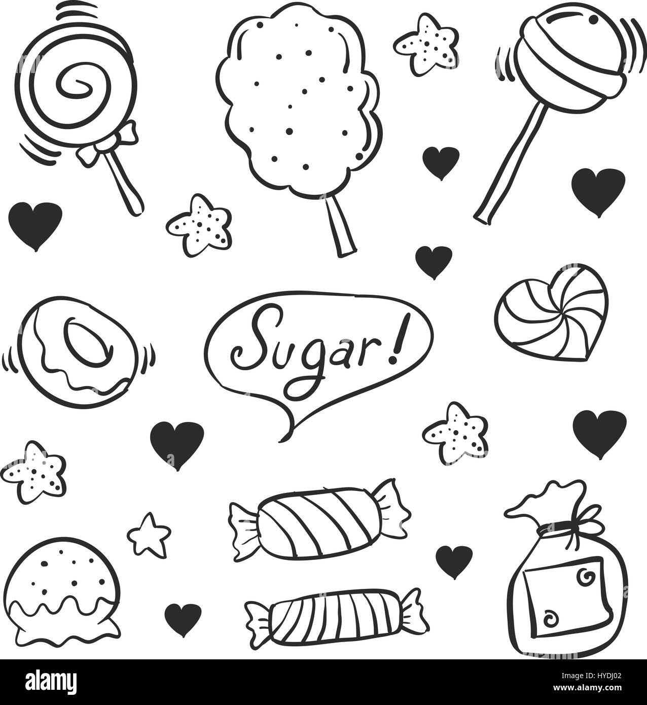 Doodle candy various hand draw hi-res stock photography and images - Alamy