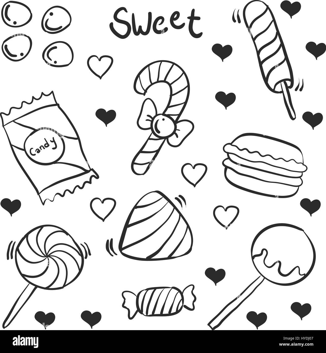 Doodle candy various hand draw hi-res stock photography and images - Alamy