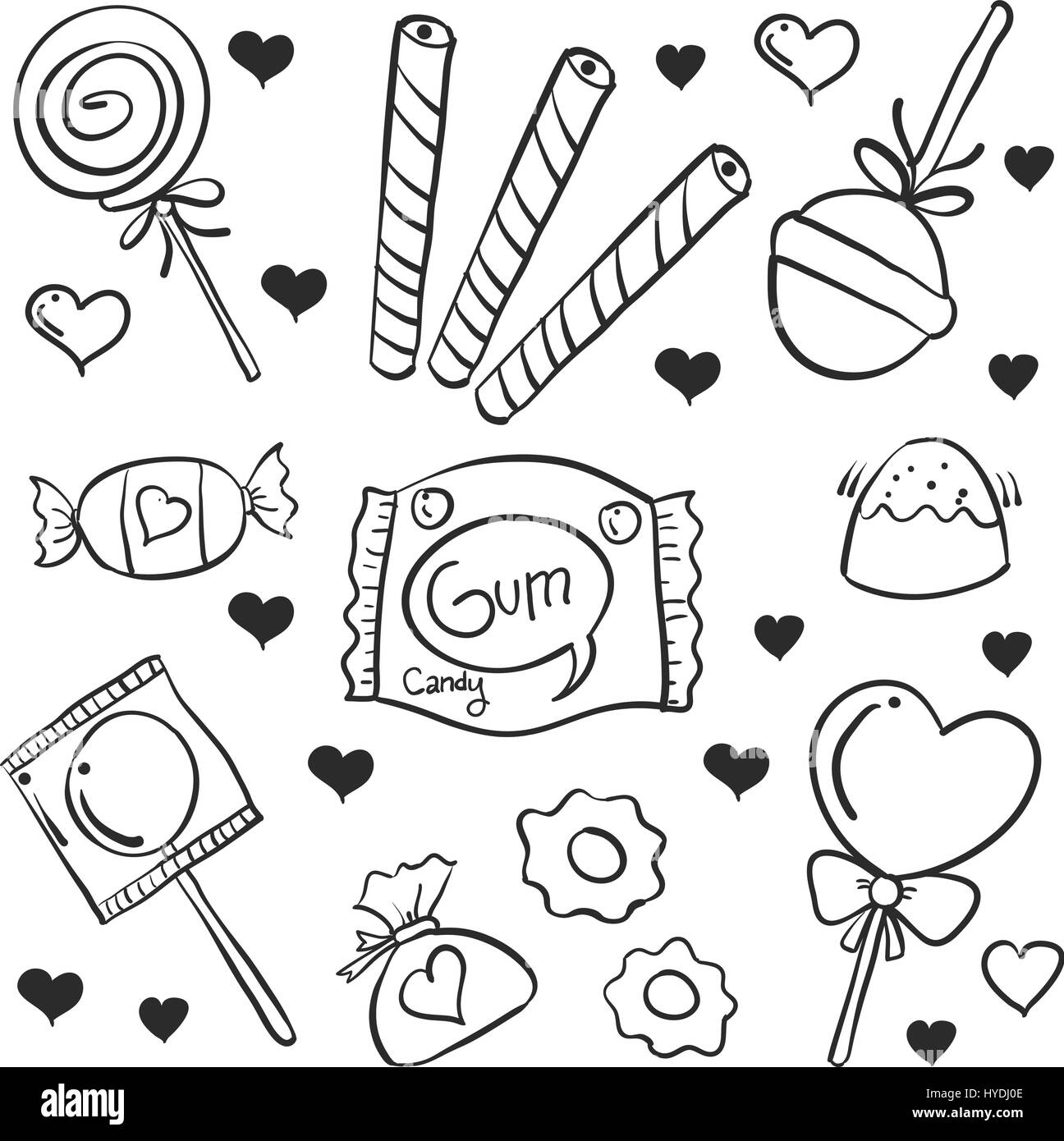 Doodle candy various hand draw hi-res stock photography and images - Alamy