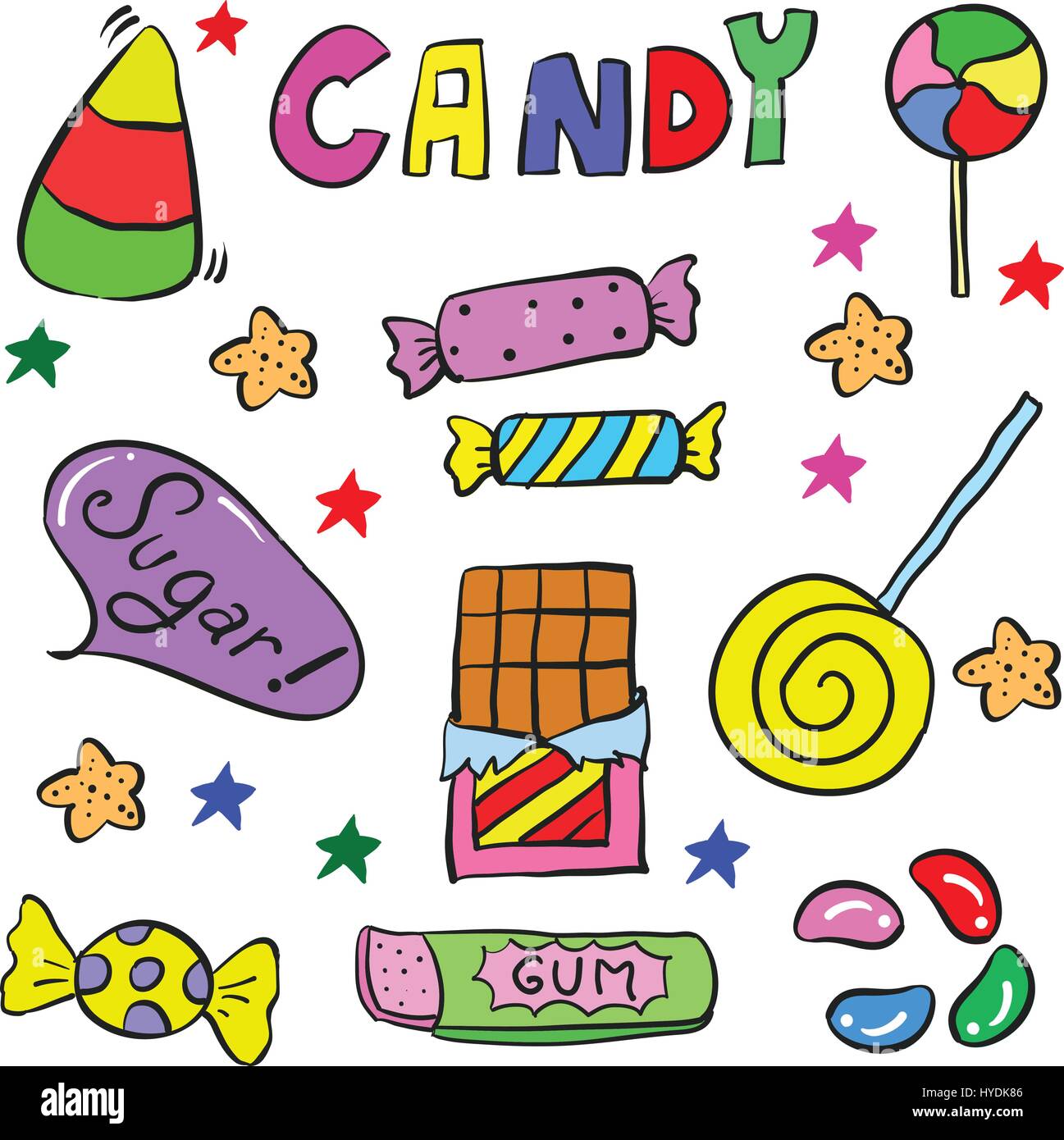 Doodle candy colorful various object Stock Vector Image & Art - Alamy