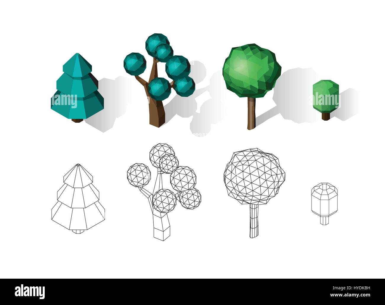Isometric vector tree set. Landscape constructor kit Stock Vector Image ...