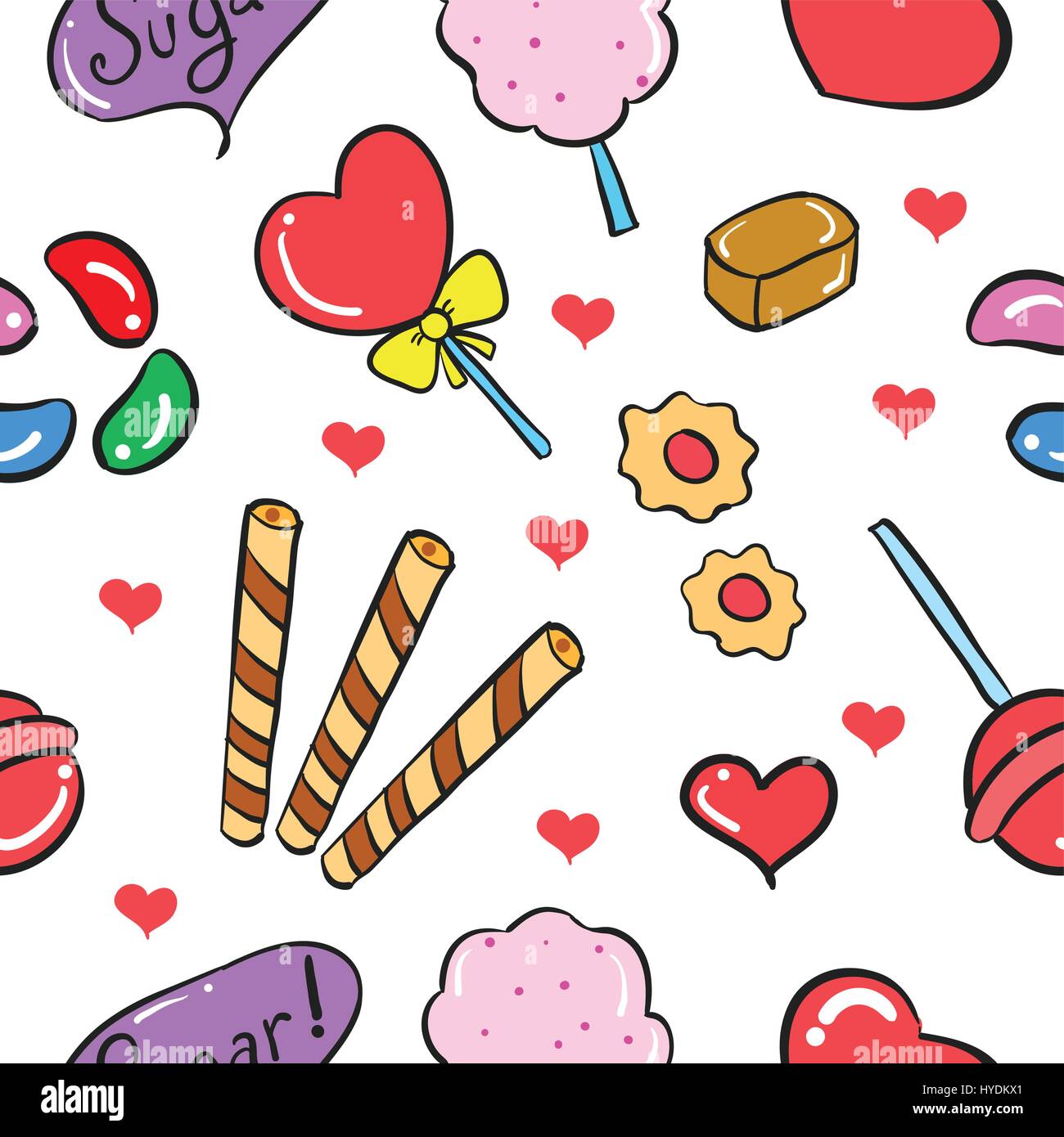 Candy sweet various food doodle style Stock Vector Image & Art - Alamy