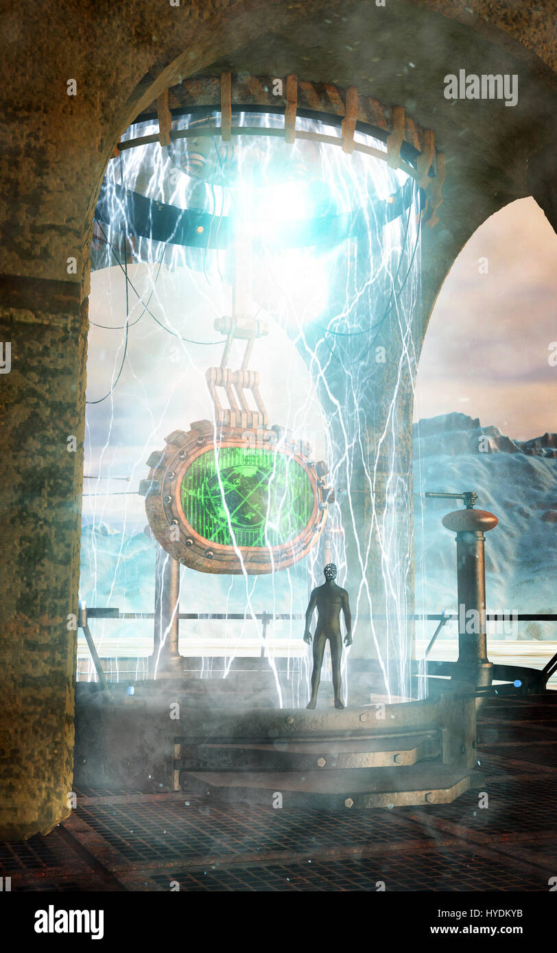 futuristic teleport 3D render science fiction illustration Stock Photo ...