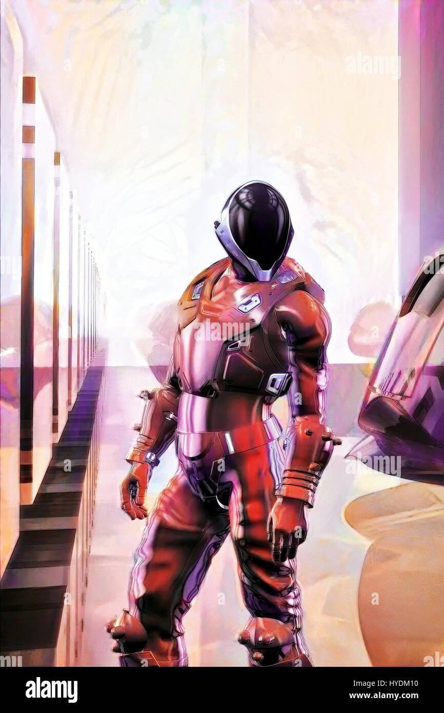 red space pilot 3D render science fiction illustration Stock Photo - Alamy
