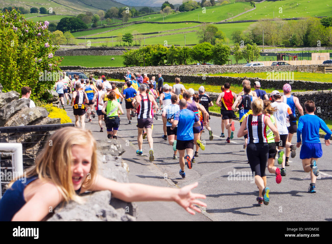 The start of the fell race at the annual Cuckoo Festival in Austwick ...