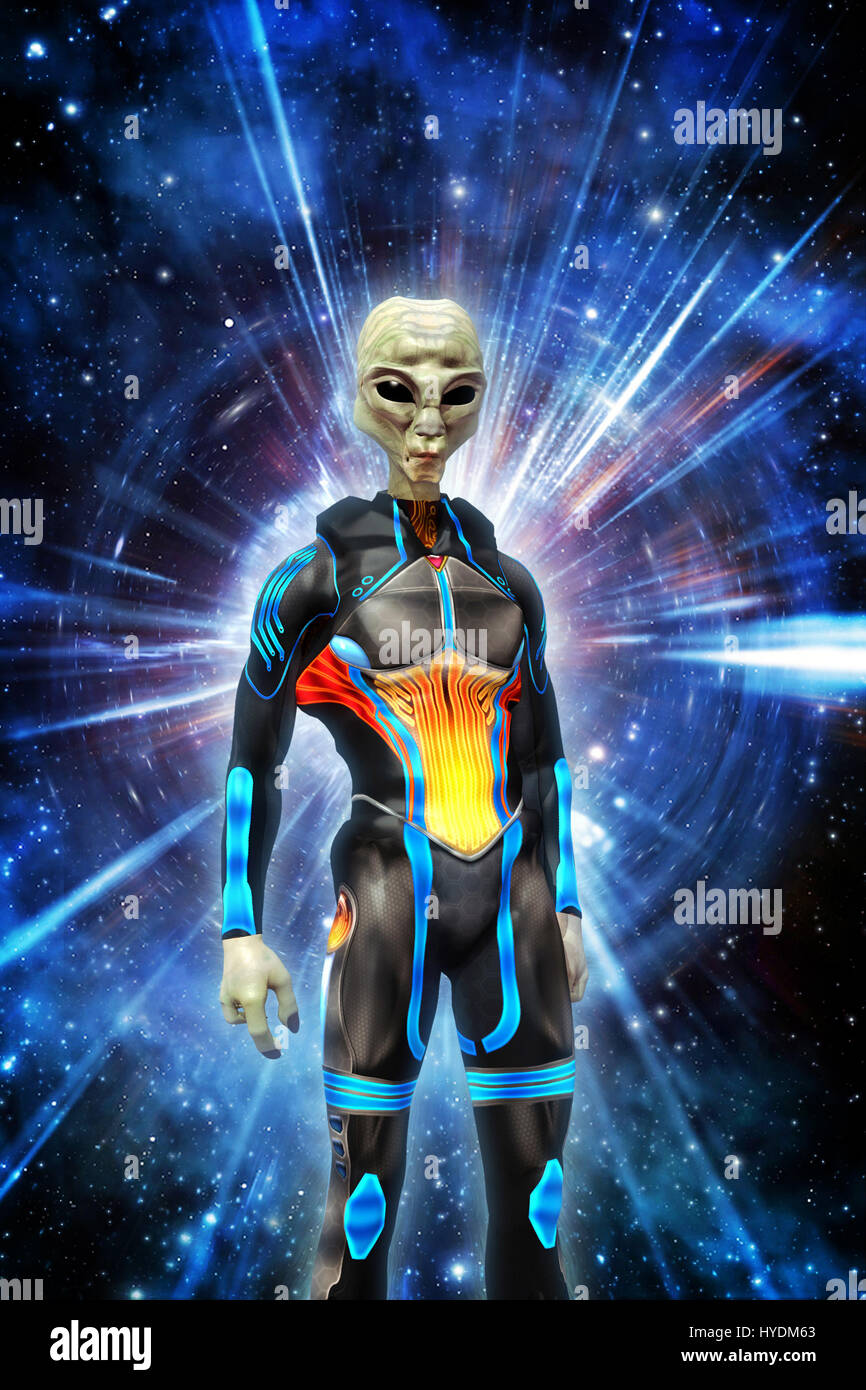 alien and warped space 3D render science fiction illustration Stock ...