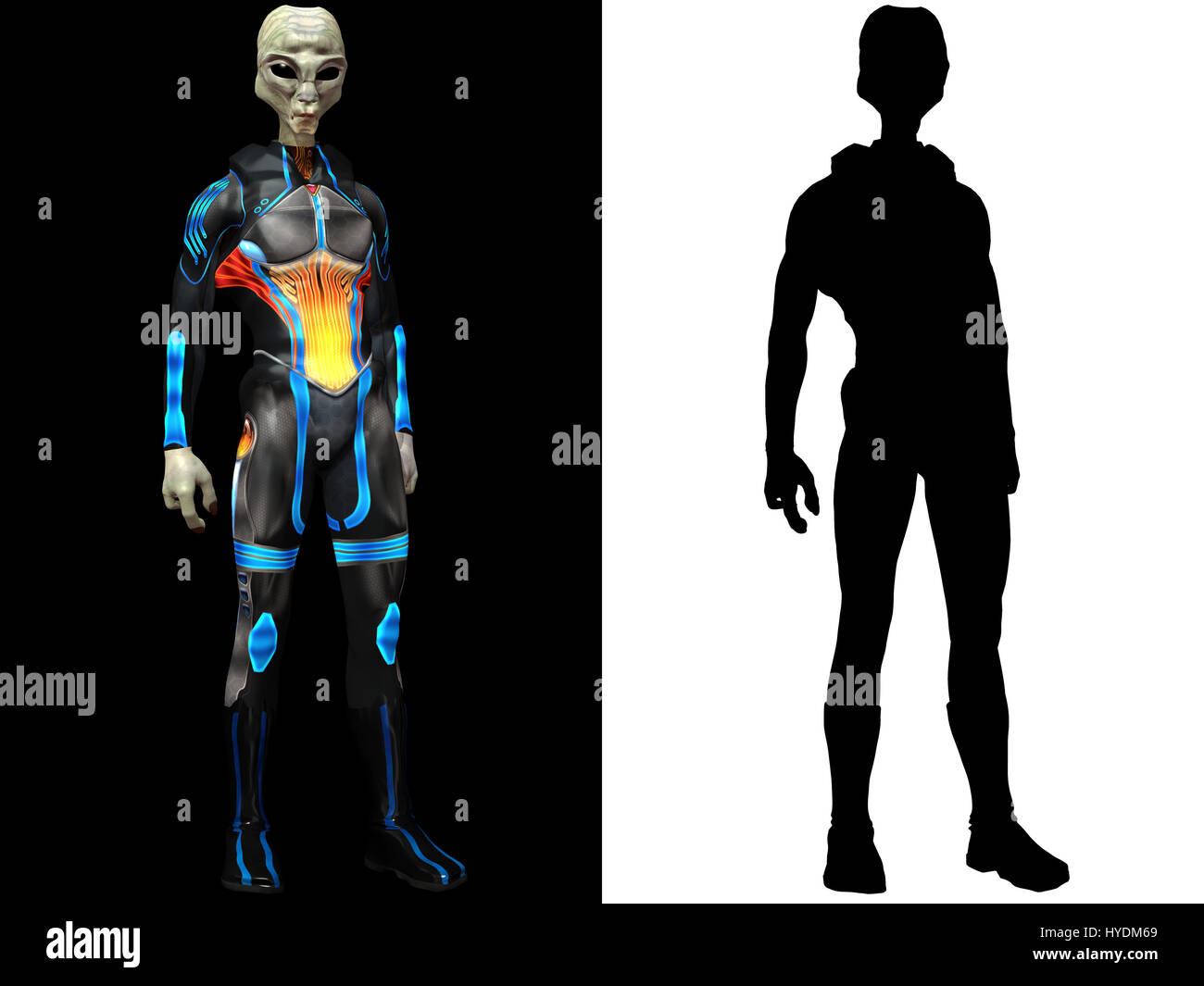 alien with alpha channel 3D render science fiction illustration Stock ...