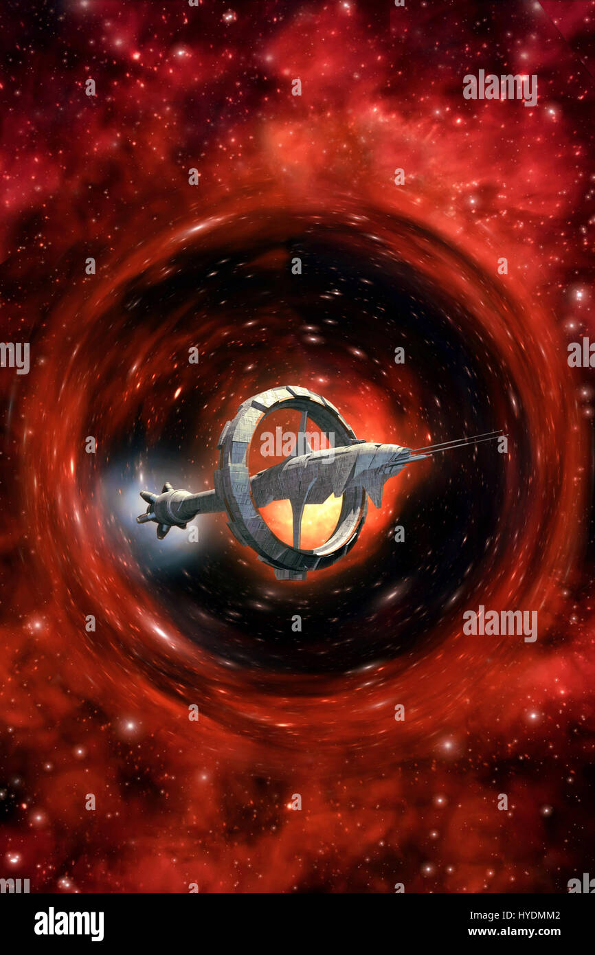 spaceship warp drive 3D render science fiction illustration Stock Photo ...