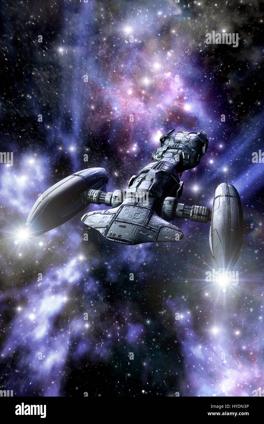 space cruiser spaceship 3D render science fiction illustration Stock ...