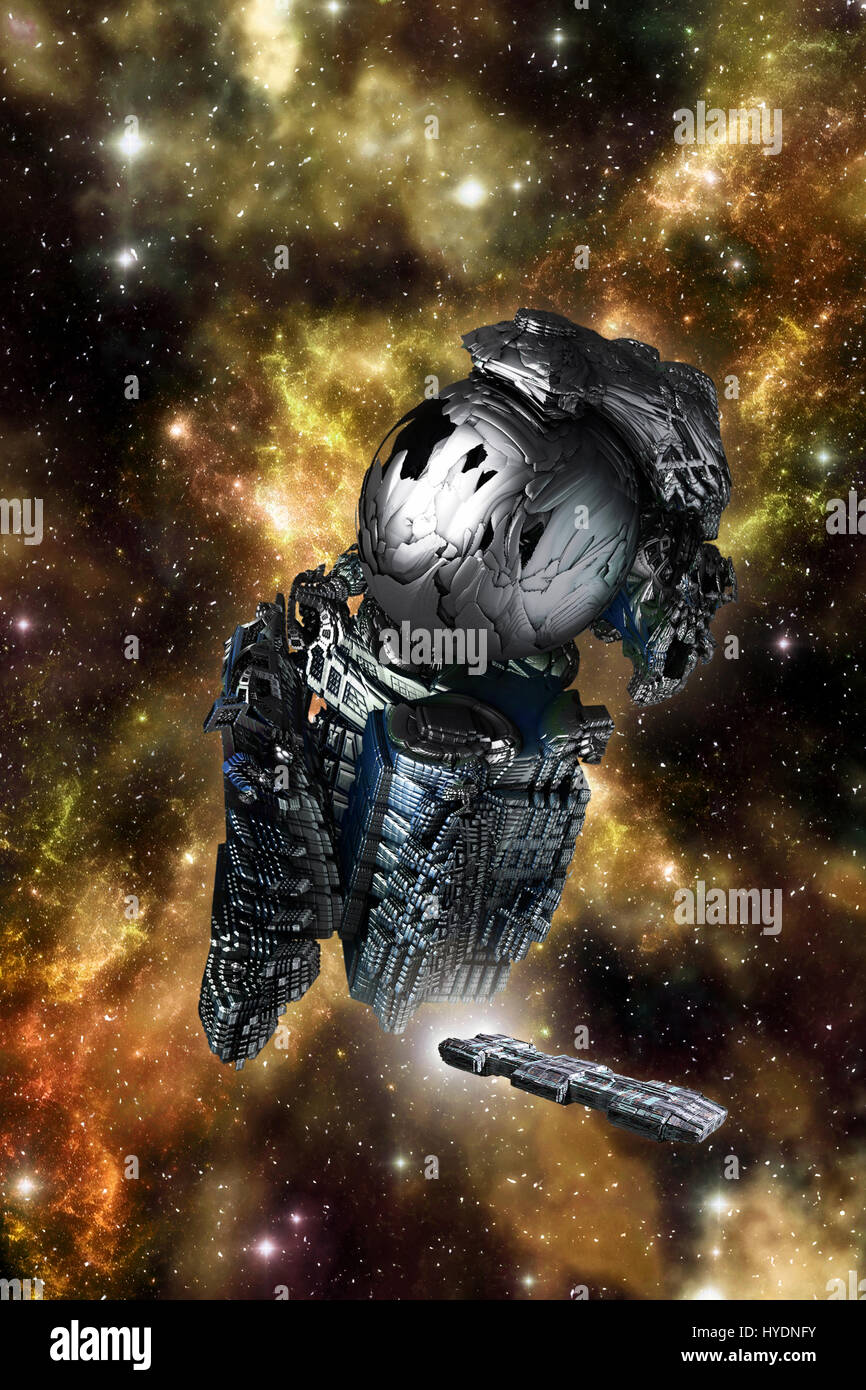 alien spaceship wreck 3D render science fiction illustration Stock ...