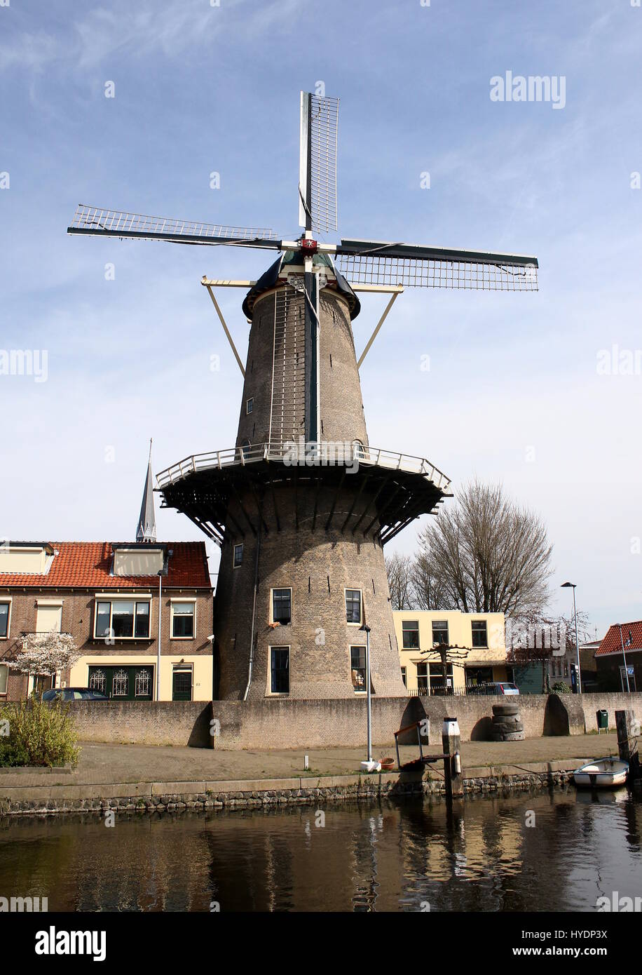 18th century grist mill De Roode Leeuw (The Red Lion), city centre of ...
