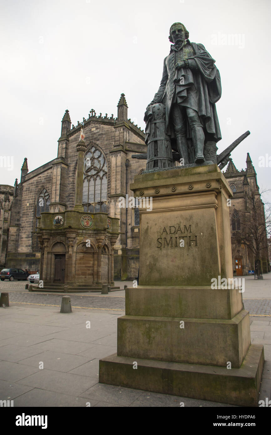 Statue of Adam Smith, the Father of Economics, with St Giles' Cathedral ...