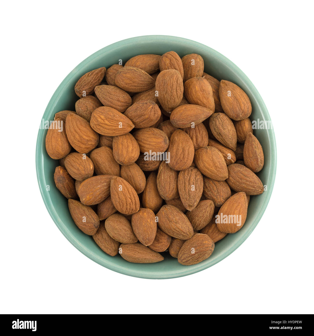 Almonds top view white background Cut Out Stock Images & Pictures - Alamy