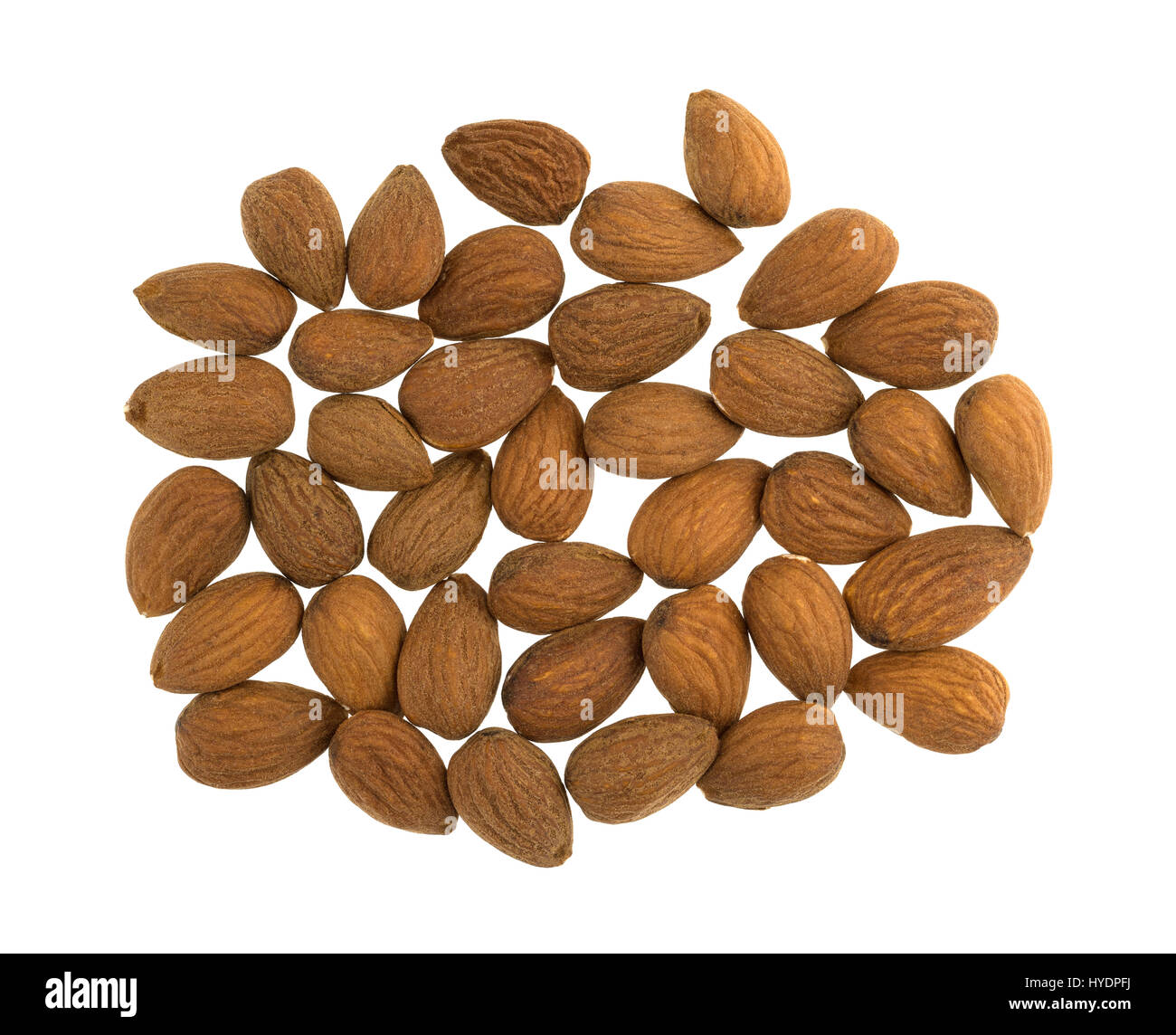 Almonds top view white background Cut Out Stock Images & Pictures - Alamy