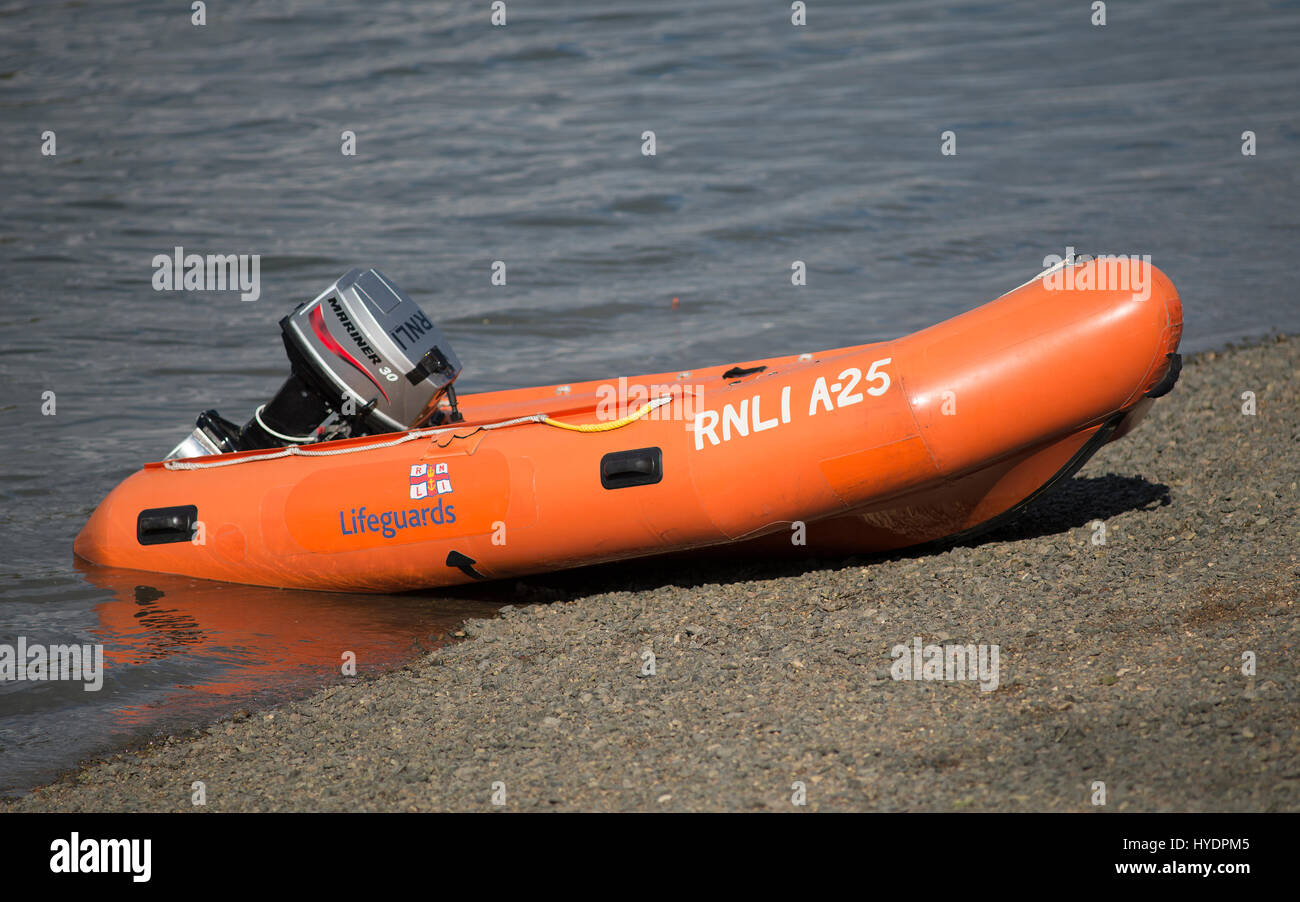 RNLI inflatable craft on the river before race day at The Cancer ...