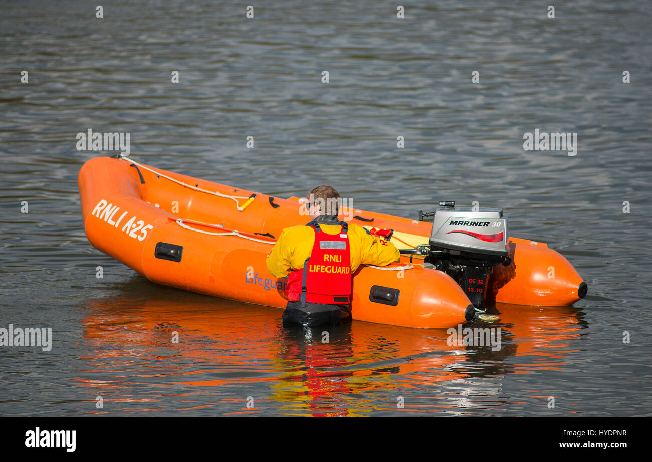 RNLI inflatable craft on the river before race day at The Cancer ...