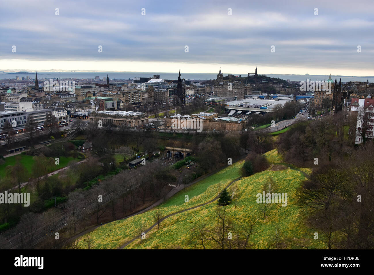 Panoramic view of Edinburgh from Edinburgh Castle, Scotland Stock Photo ...