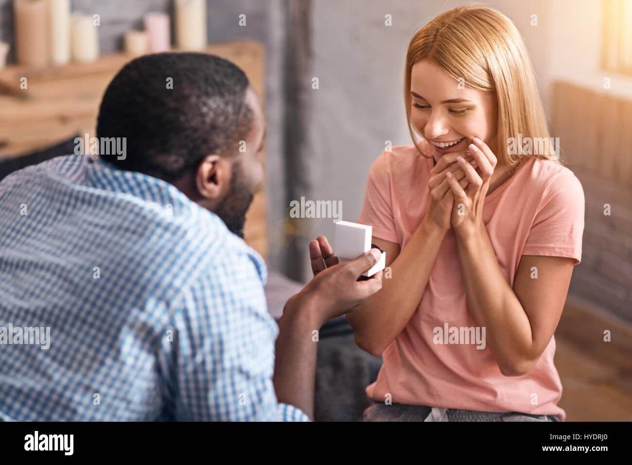 Cheerful african american woman engaged hi-res stock photography and ...