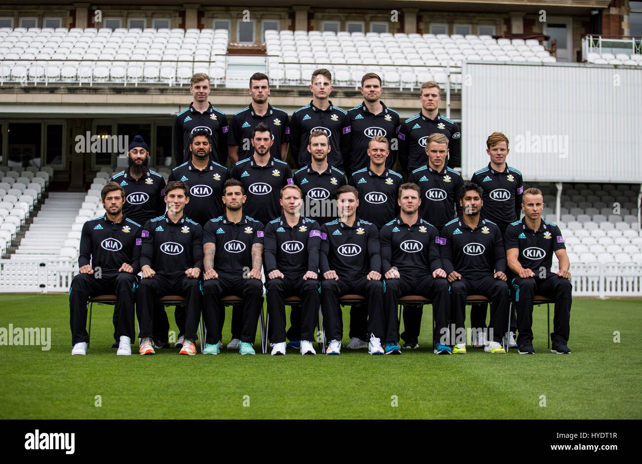 Surrey players pose in their T20 kit for the team group photo during ...