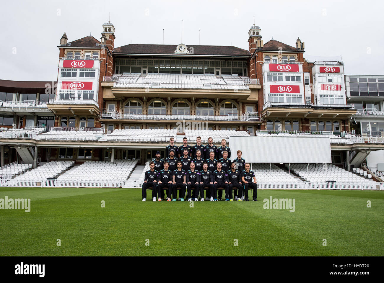 Surrey players pose in their T20 kit for the team group photo during ...