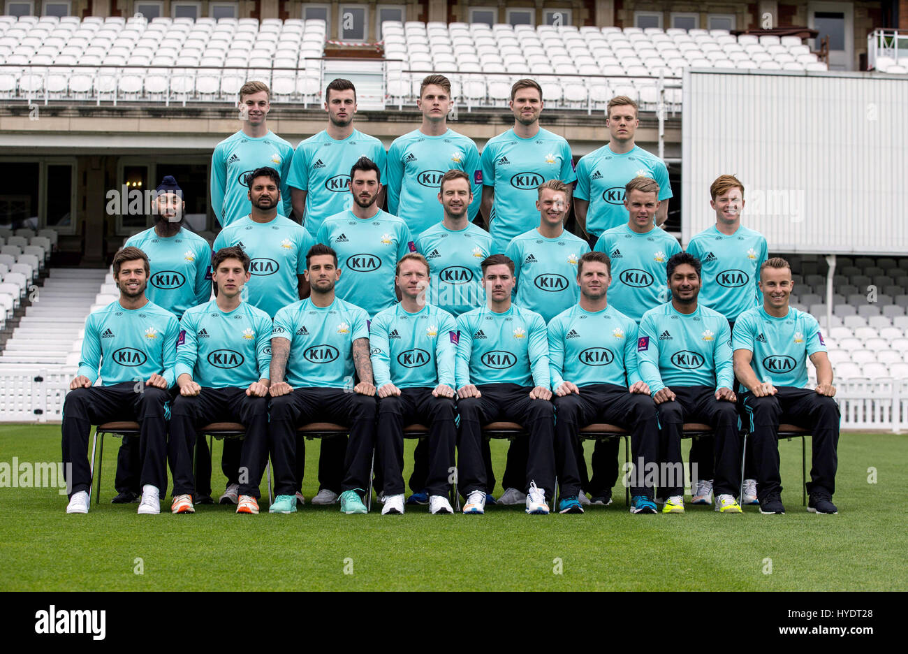 Surrey players pose in their One Day kit for the team group photo ...