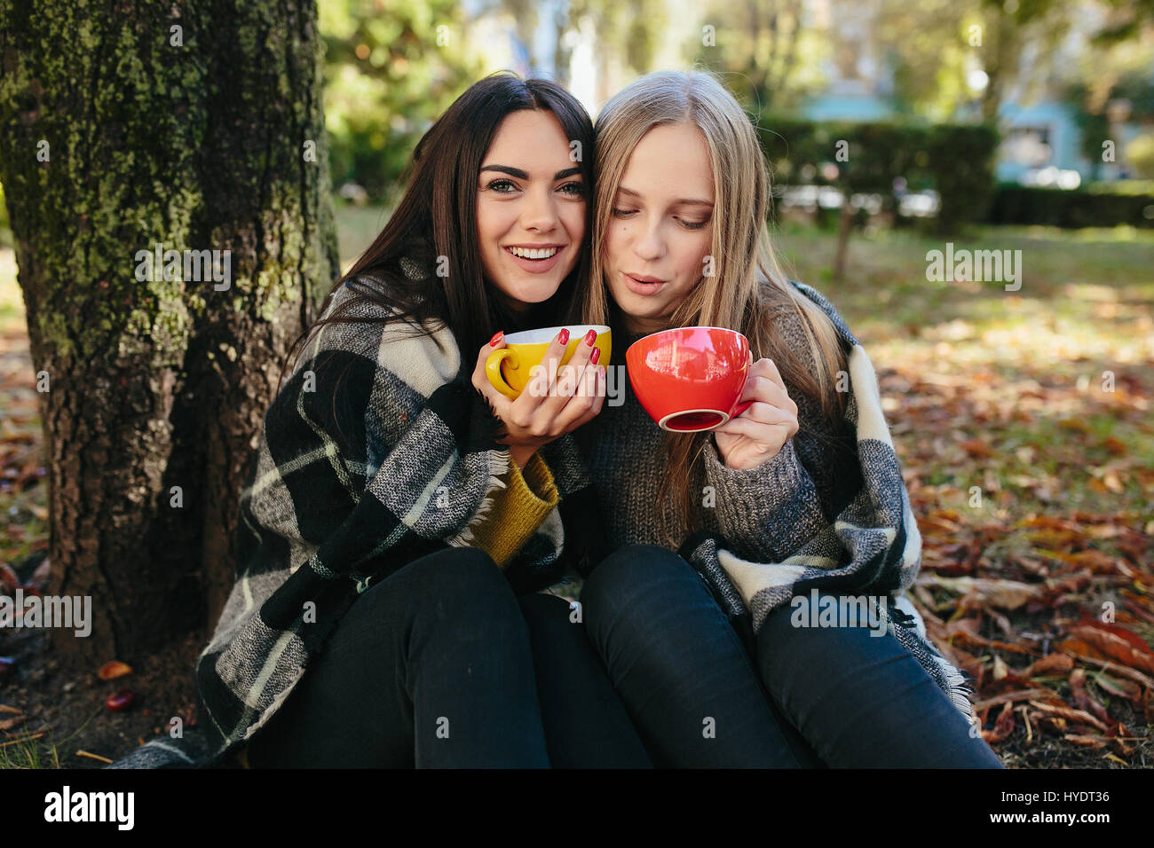 two beautiful in the park, posing for the camera Stock Photo - Alamy