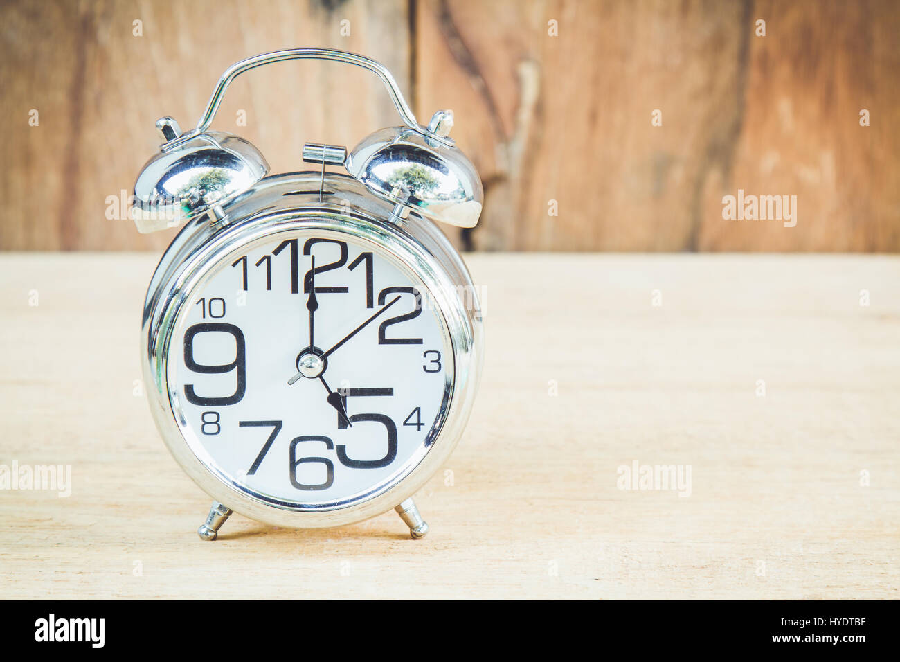 Clock show 5 am or pm on wood background with copy space Stock Photo ...